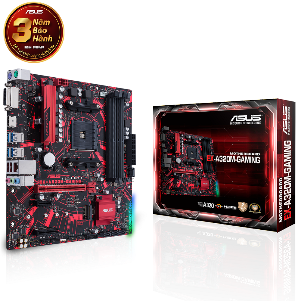 Mainboard Asus EX-A320M-GAMING (AMD A320, AM4, M-ATX, 4 khe RAM DDR4)