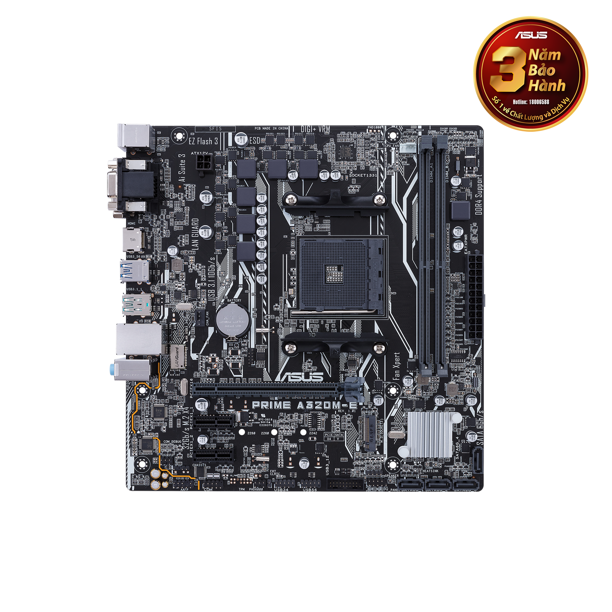 Mainboard Asus PRIME A320M-E (AMD A320, AM4, M-ATX, 2 khe RAM DDR4)