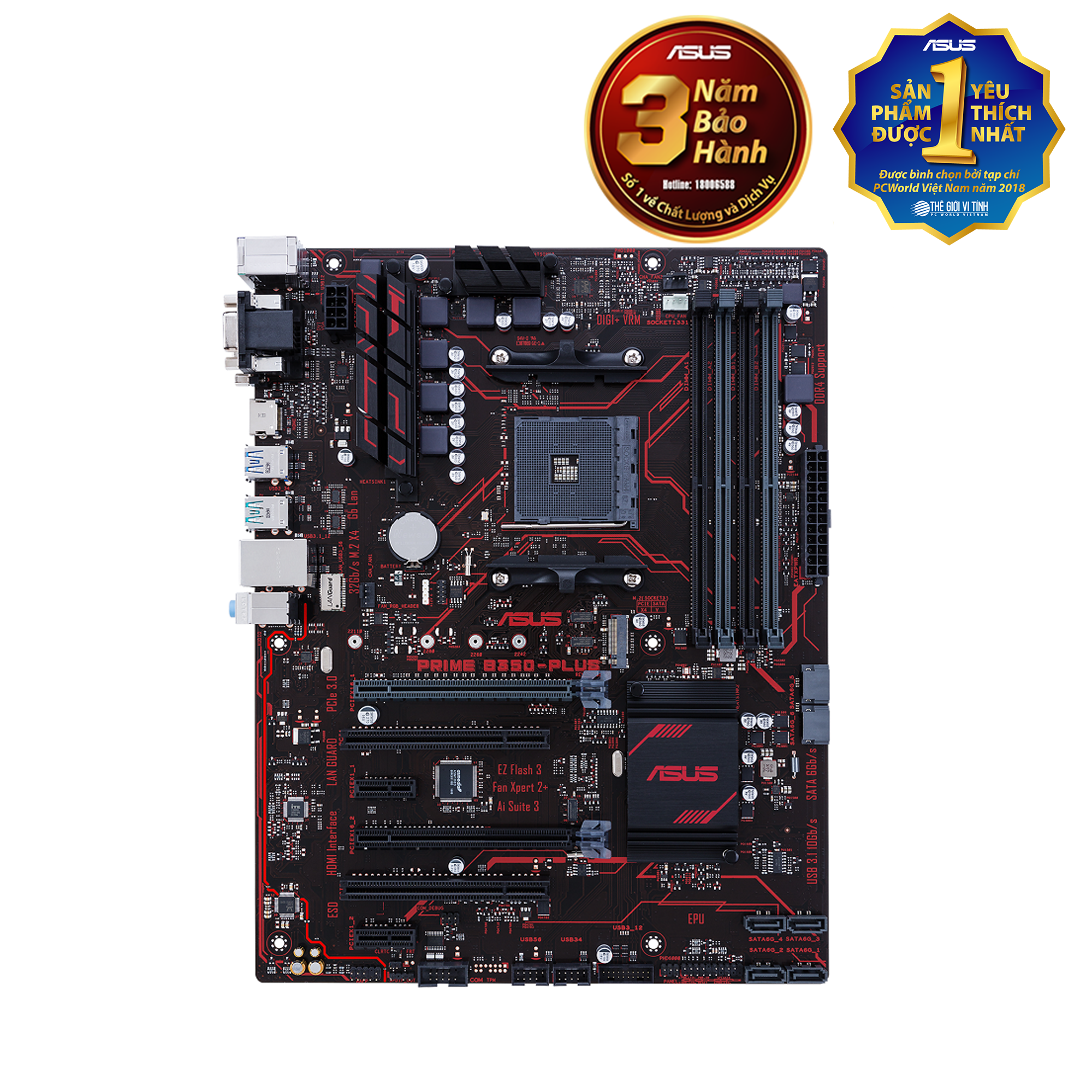 Mainboard Asus PRIME B350-PLUS (AMD B350, AM4, ATX, 4 khe RAM DDR4)