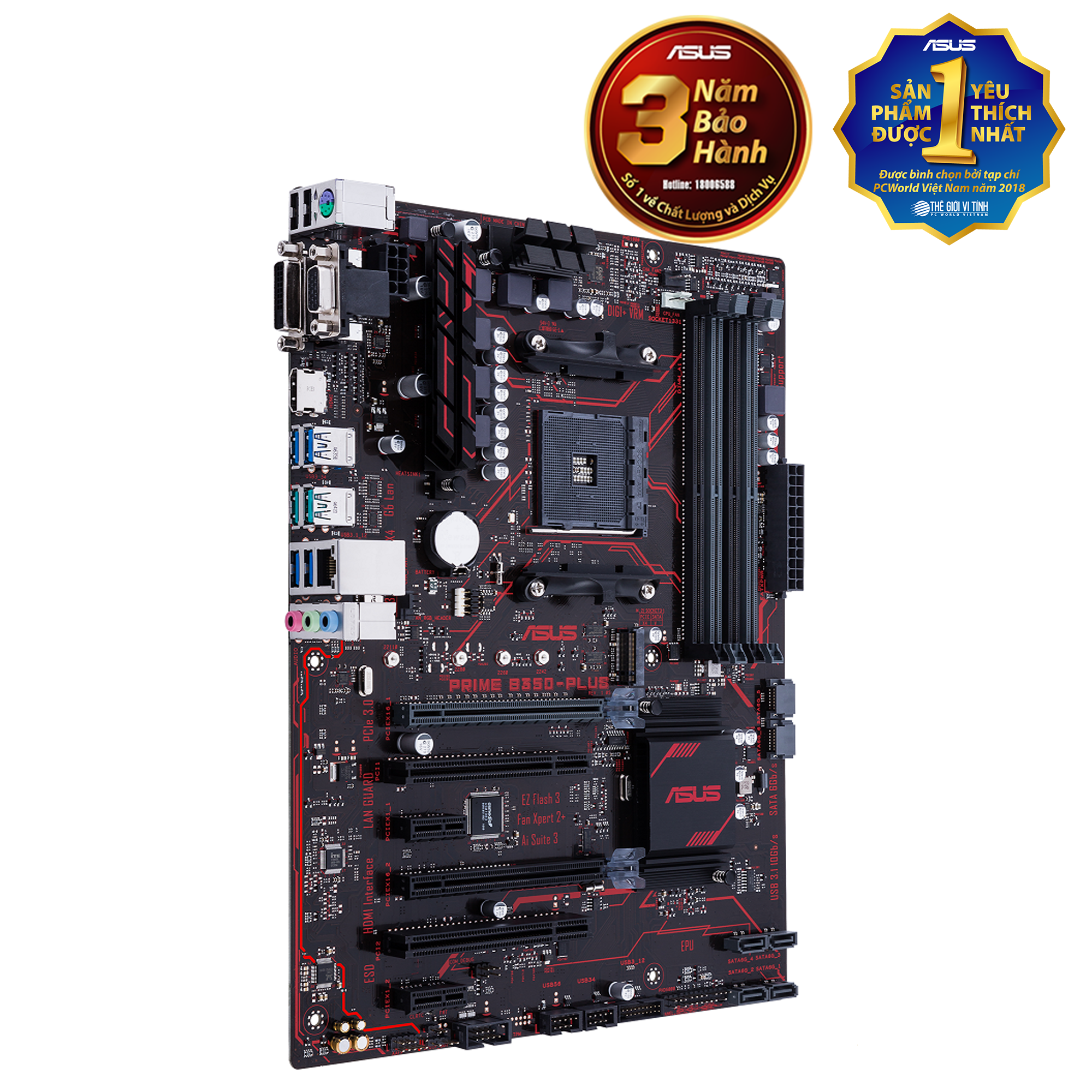 Mainboard Asus PRIME B350-PLUS (AMD B350, AM4, ATX, 4 khe RAM DDR4)