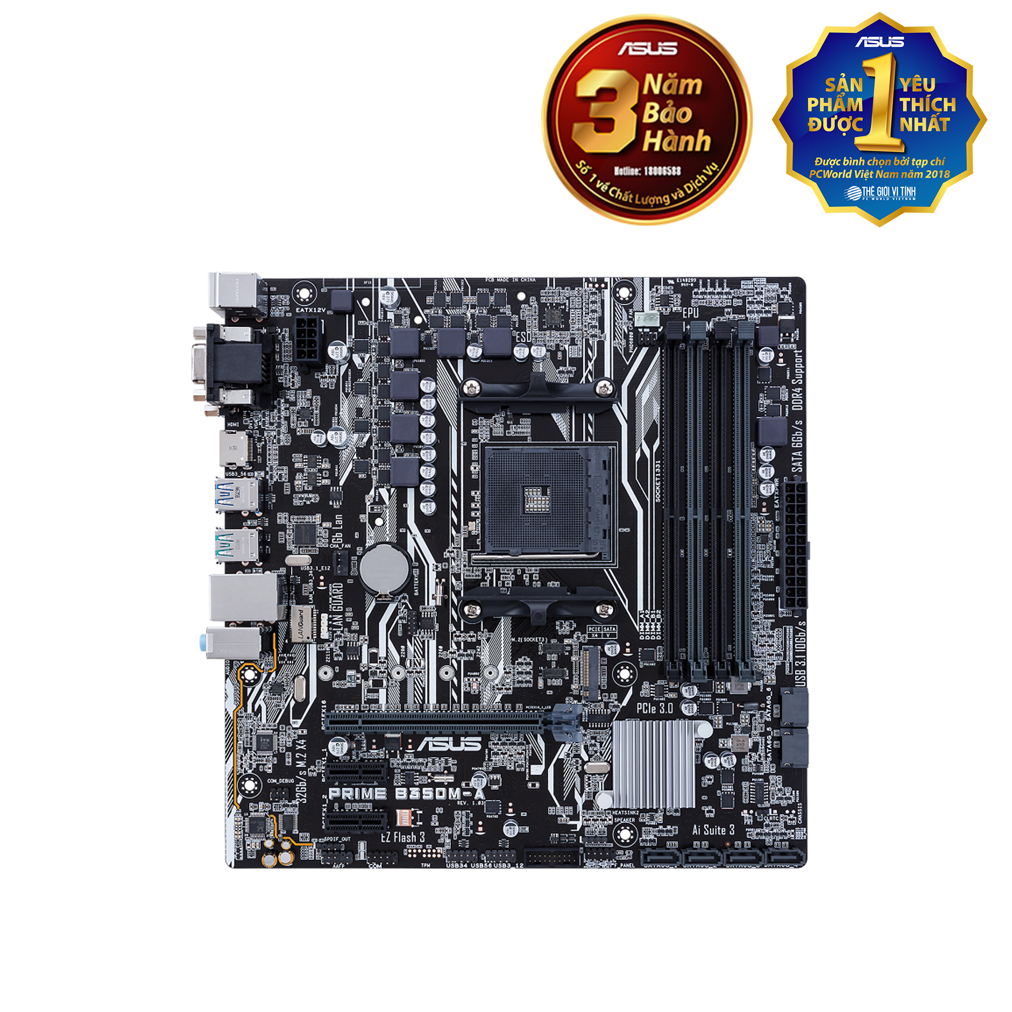 Mainboard Asus PRIME B350M-A (AMD B350, AM4, M-ATX, 4 khe RAM DDR4)