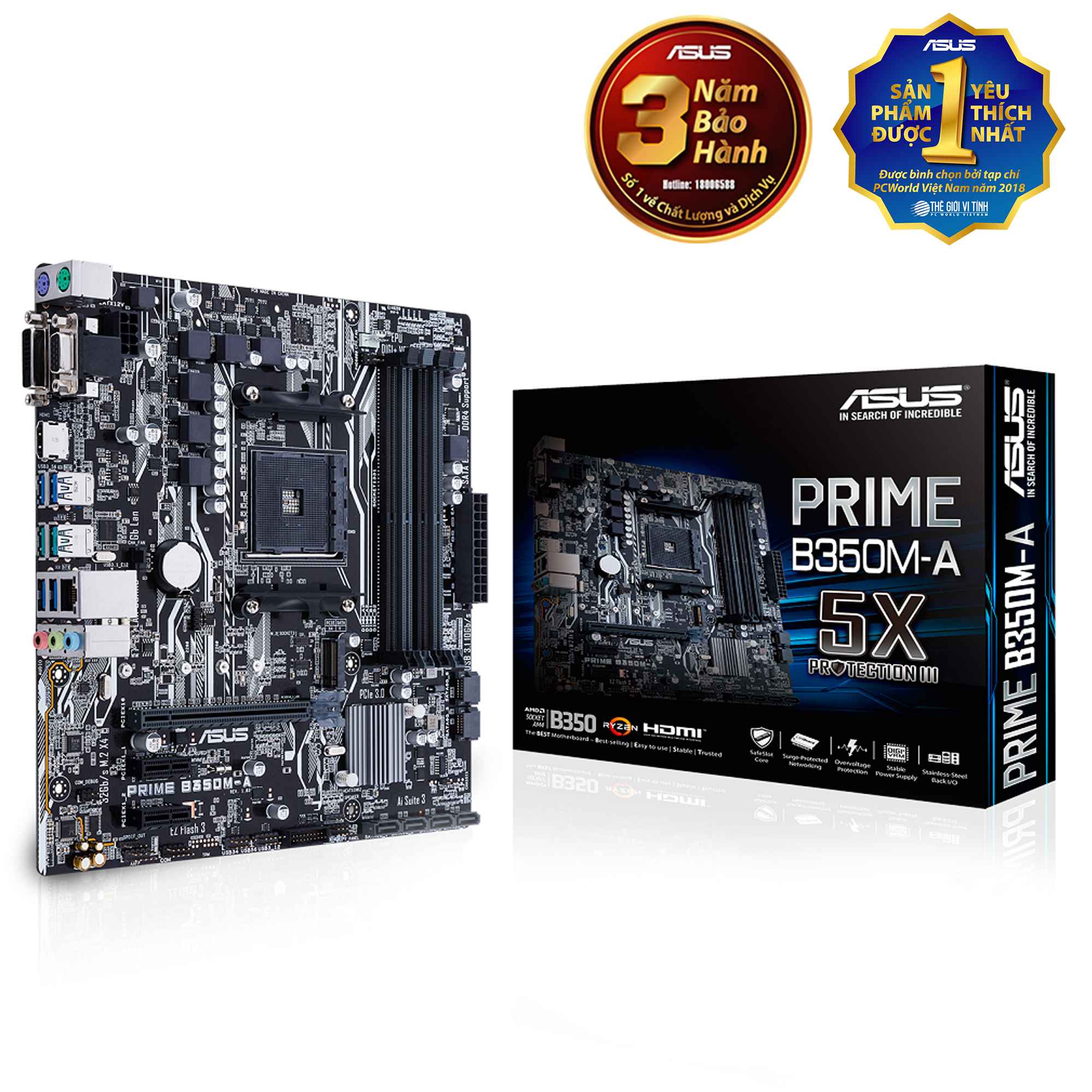 Mainboard Asus PRIME B350M-A (AMD B350, AM4, M-ATX, 4 khe RAM DDR4)