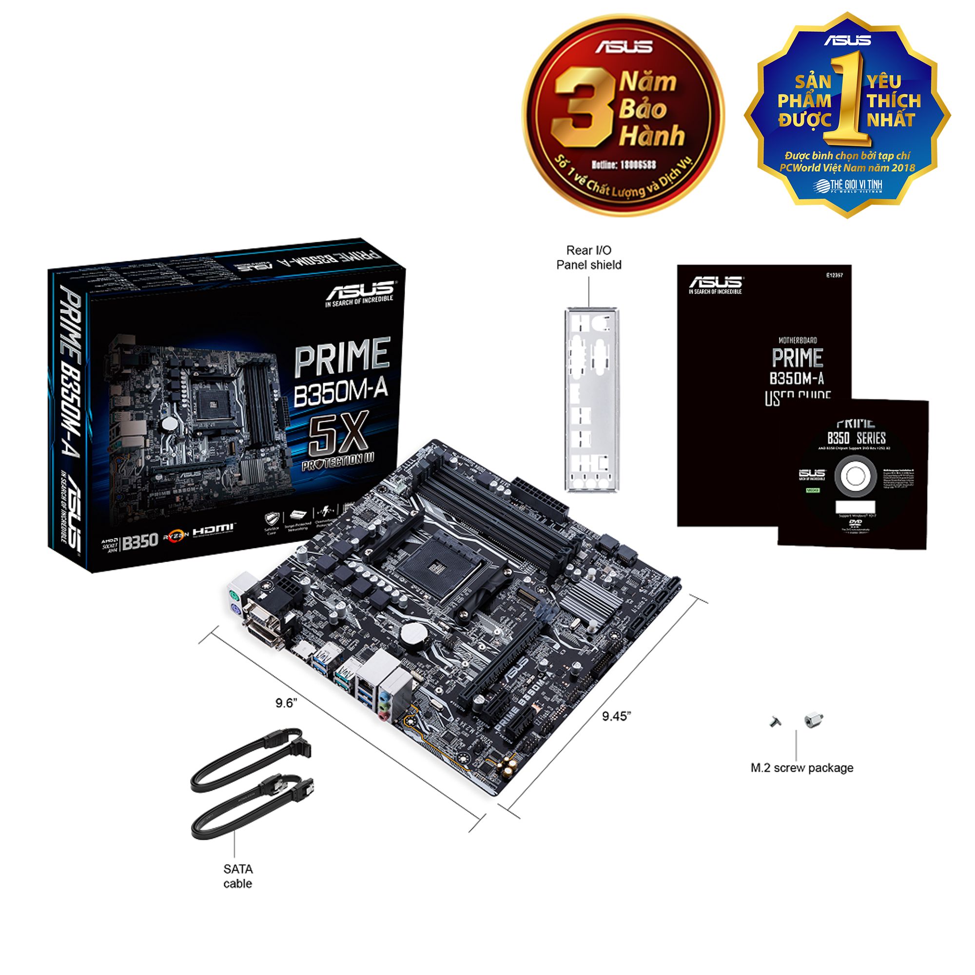 Mainboard Asus PRIME B350M-A (AMD B350, AM4, M-ATX, 4 khe RAM DDR4)