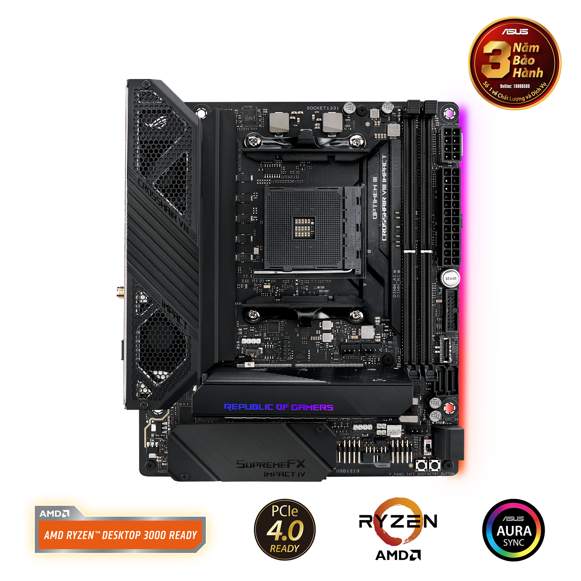 Mainboard Asus ROG CROSSHAIR VIII IMPACT (AMD X570, AM4, Mini DTX, 2 khe RAM DDR4)