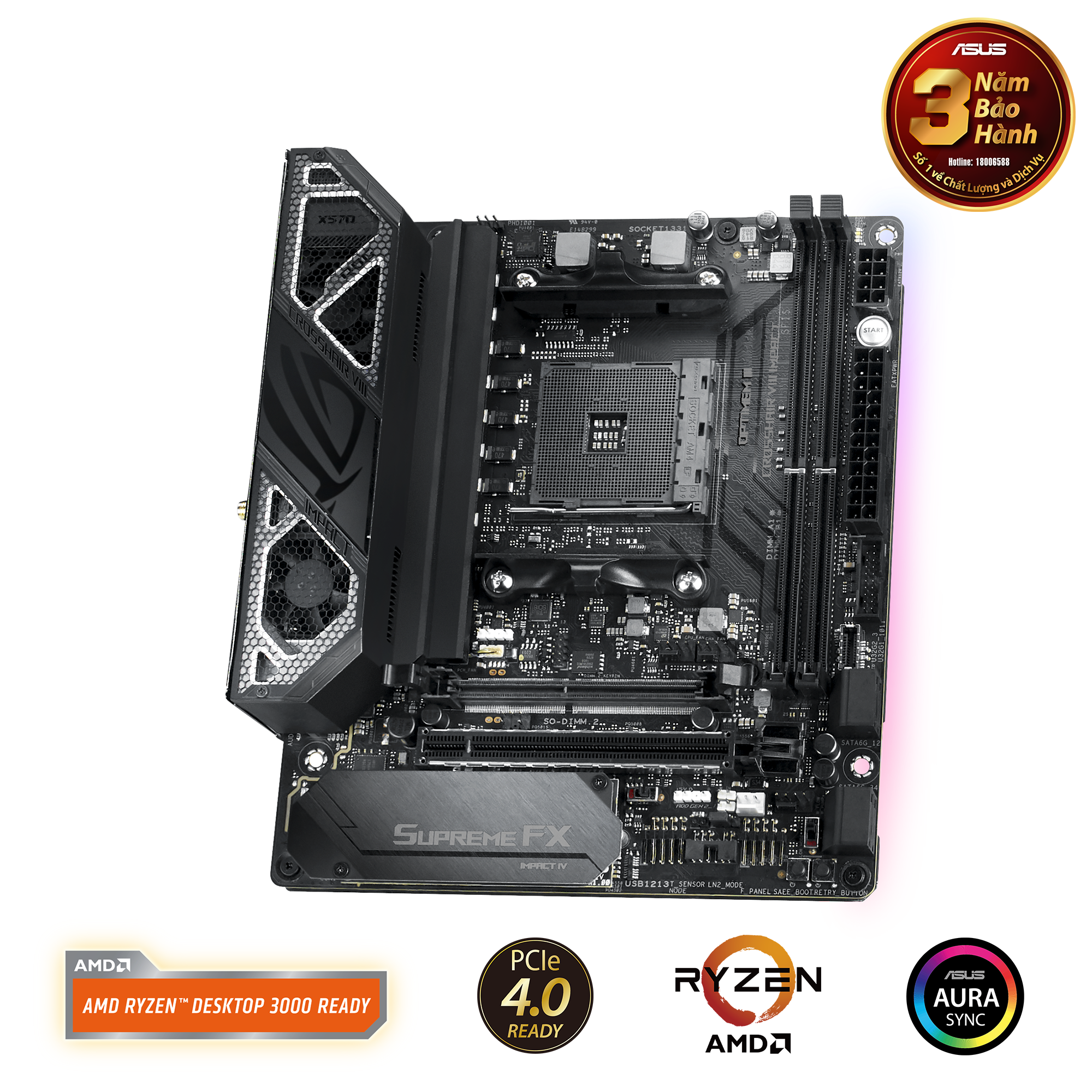 Mainboard Asus ROG CROSSHAIR VIII IMPACT (AMD X570, AM4, Mini DTX, 2 khe RAM DDR4)